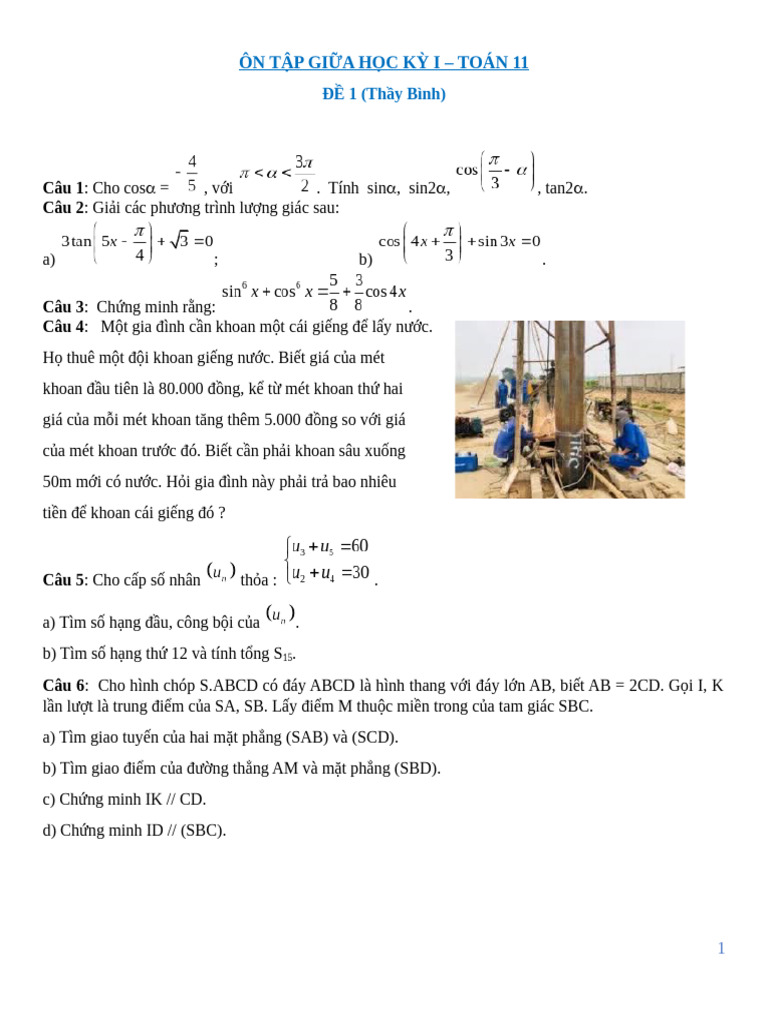 Bộ Đề Ôn Giữa HKI Toán 11 2024 2025 | PDF