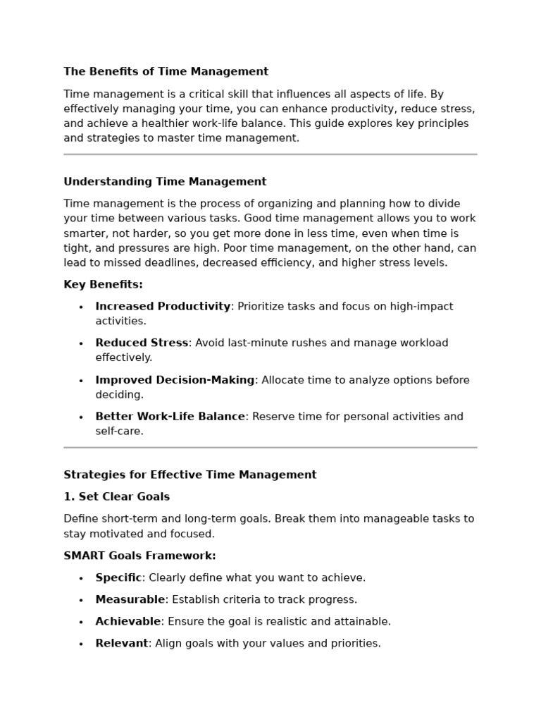 Mastering Time Management Benefits | PDF | Time Management ...