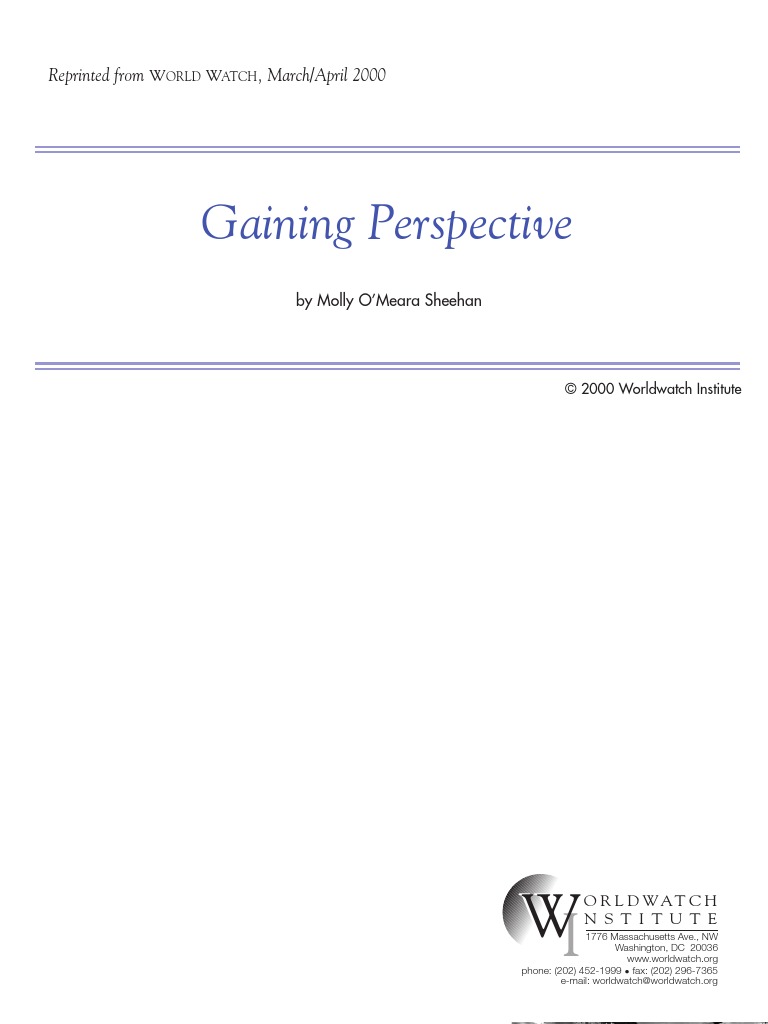 Gaining Perspective: Reprinted From W, March/April 2000 | Download Free ...