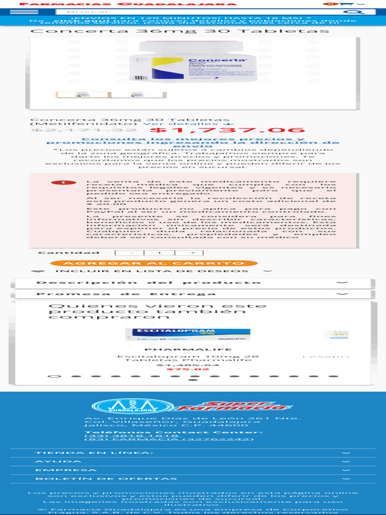 Concerta 36mg 30 Tabletas | PDF
