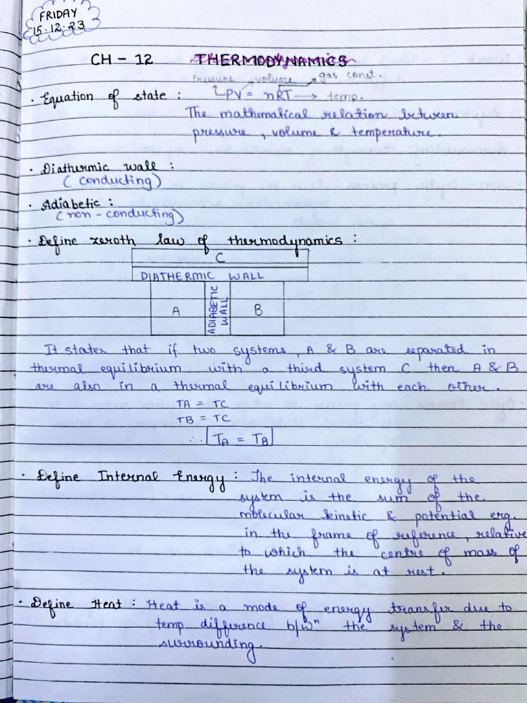 Thermodynamics Notes | PDF