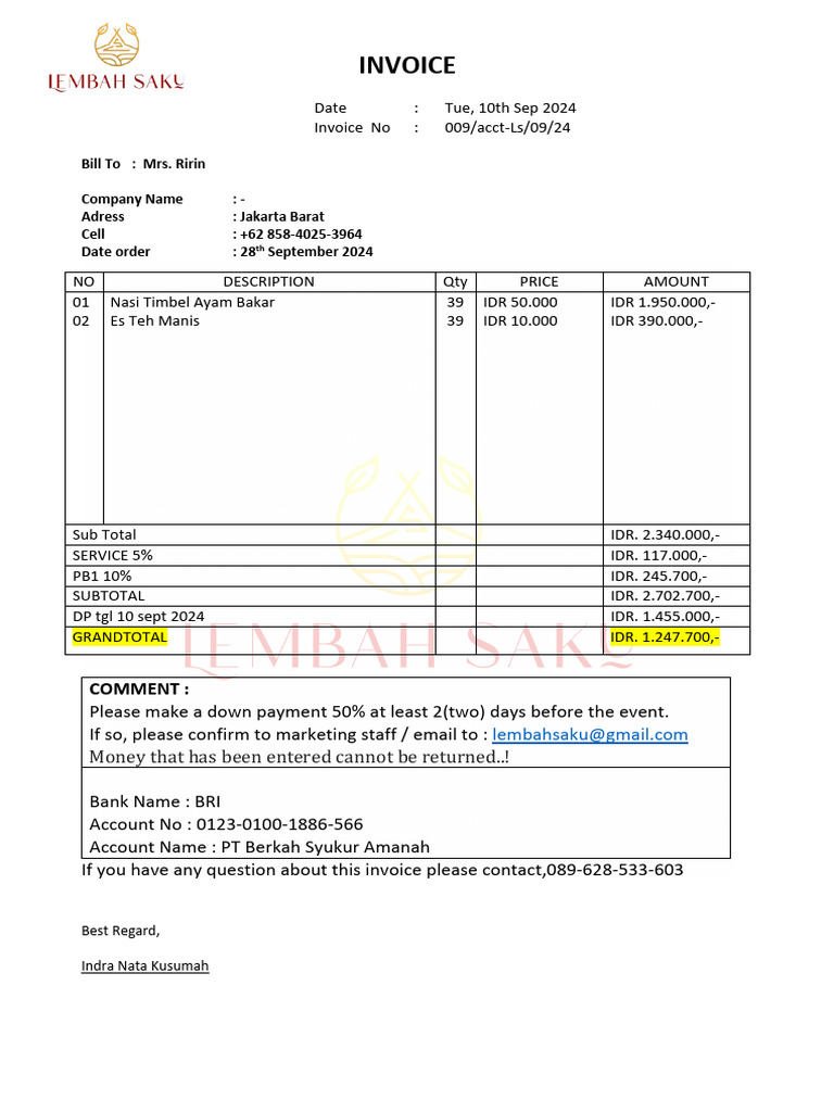 0222 INVOICE RIRIN rev | PDF