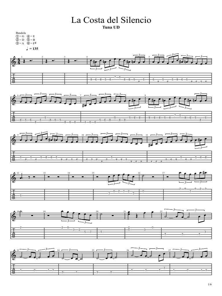 La Costa Del Silencio Bandola tablatura PDF