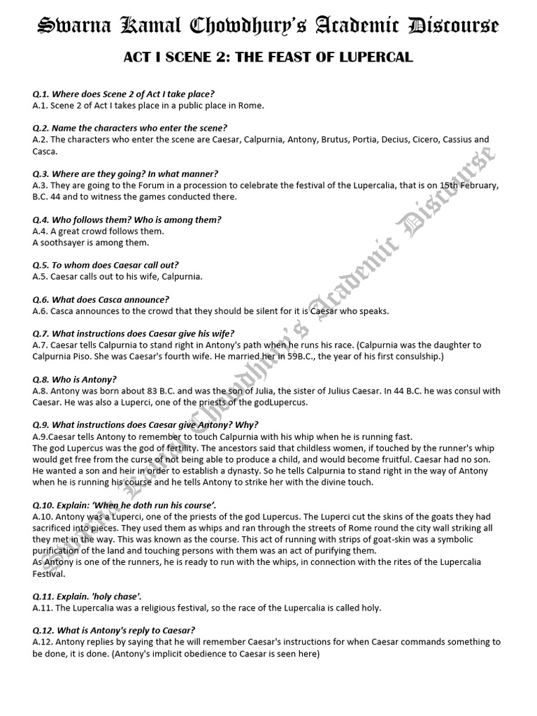 Julius Caesar - Act 1 Scene 2 | PDF | Julius Caesar