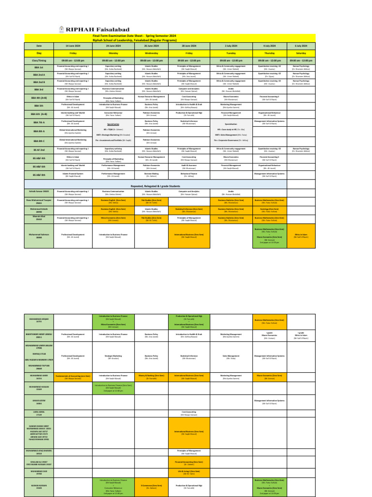 FINAL Term Date Sheet - RSL - Regular | PDF | Business | Economies