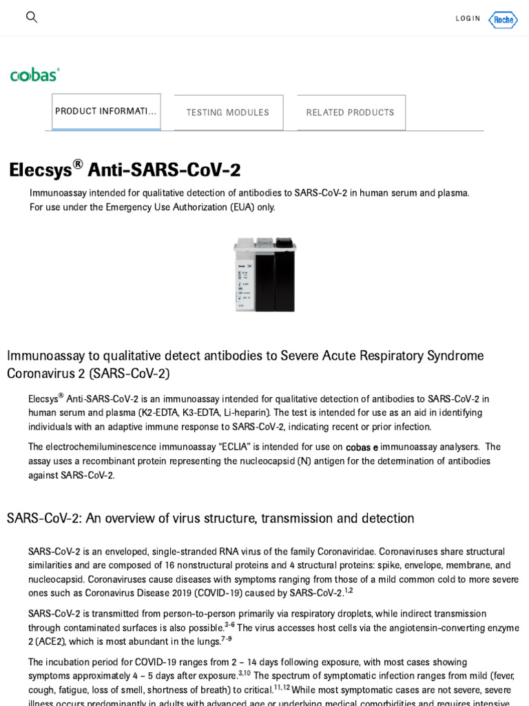 Elecsys® Anti-SARS-CoV-2 | PDF | Virus | Immunoassay