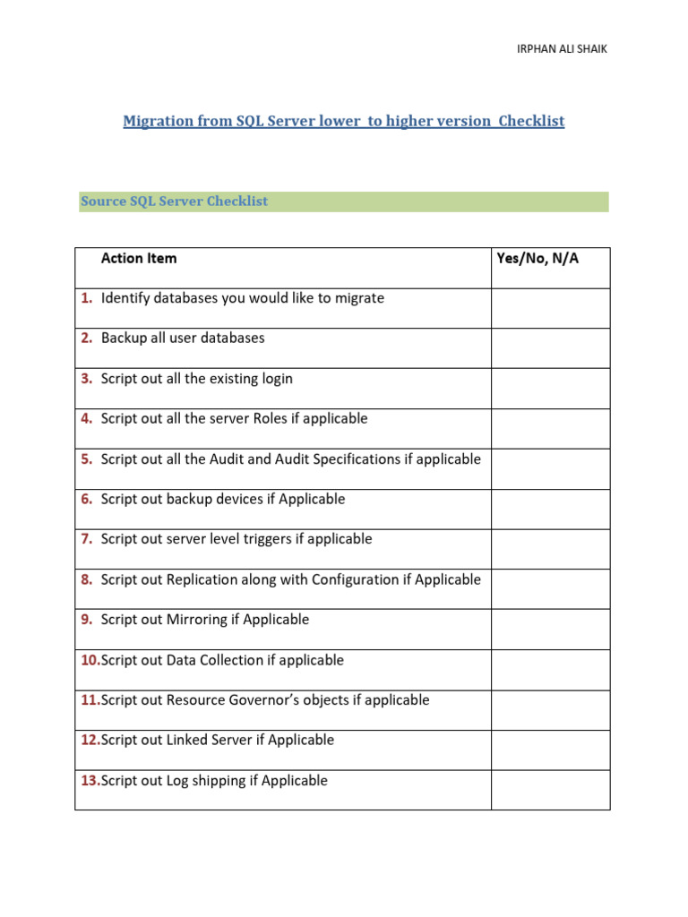 Migration Check List 1703006718 | PDF
