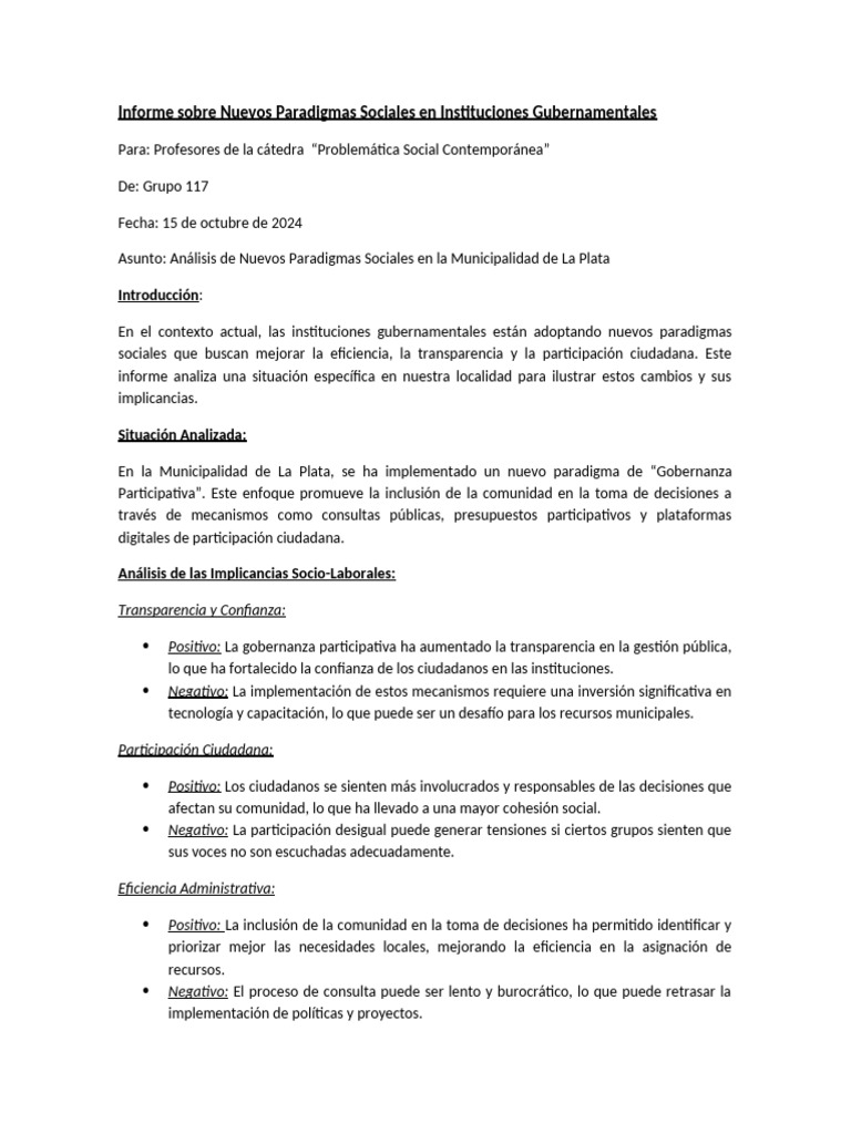 TP 2 - Informe Sobre Paradigmas | PDF | Gobernancia | Participación pública