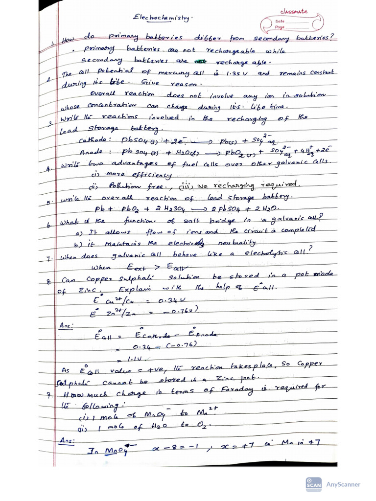 Electrochemistry Pyq | PDF