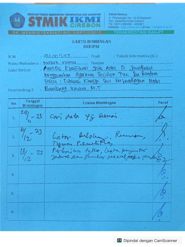 KARTU BIMBINGAN RAKA | PDF