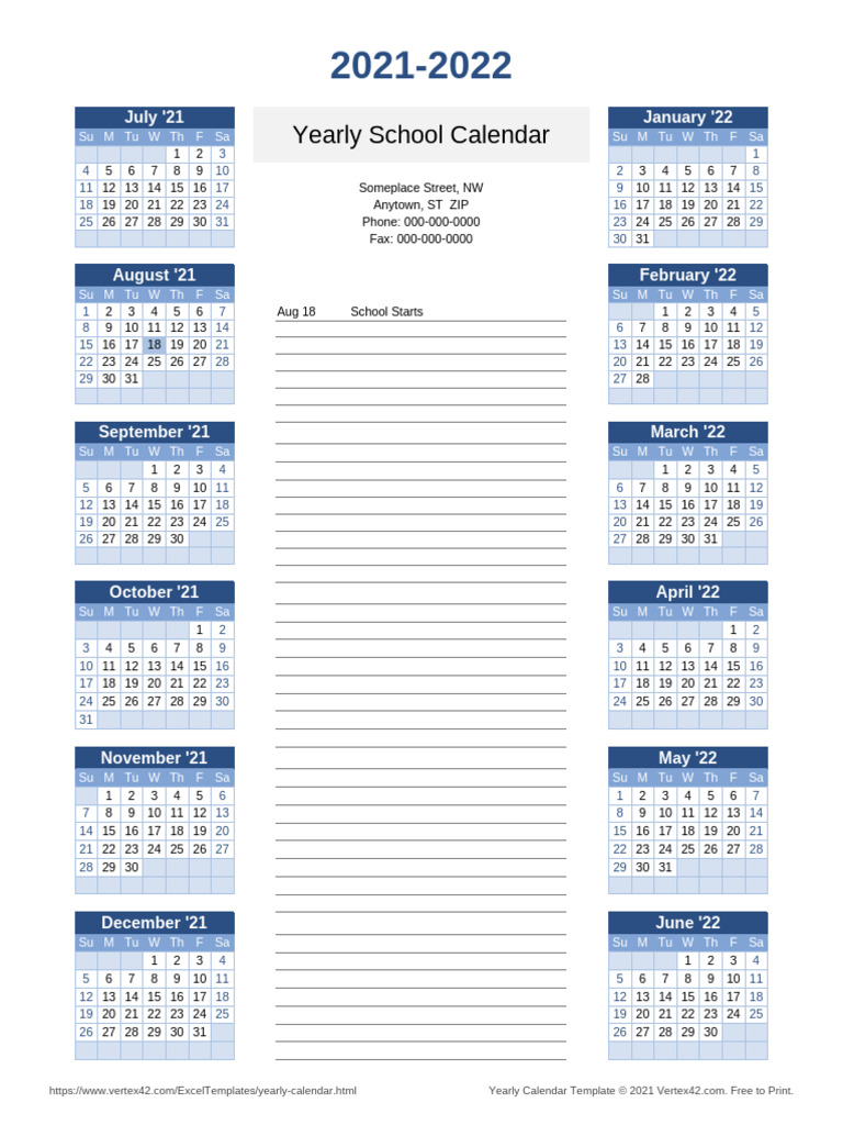 Yearly School Calendar | PDF