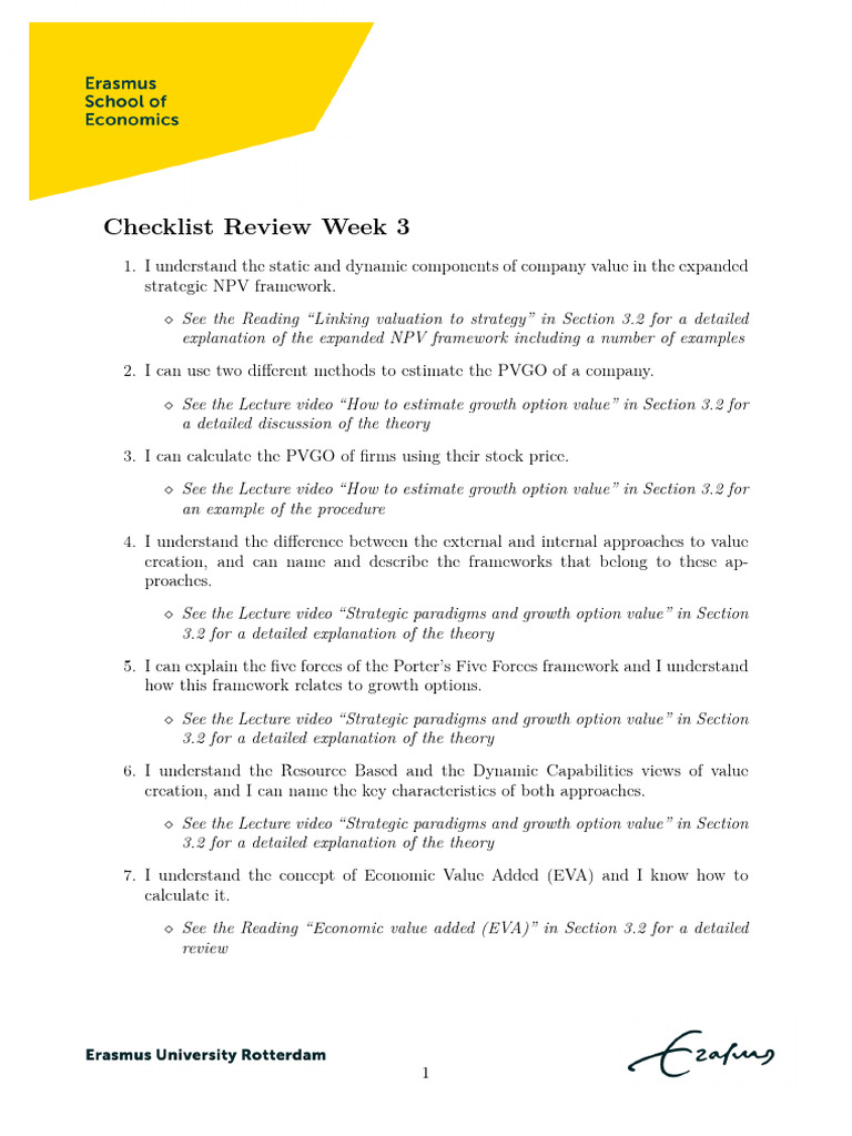 Checklist Week3 | PDF