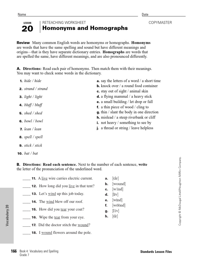 Homonyms Homographs and Homophones Key | PDF | Lexicology | Linguistics