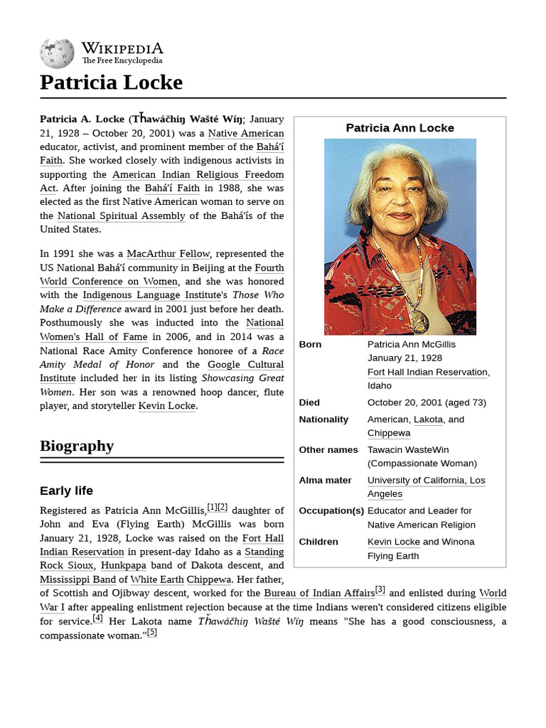 Patricia_Locke | PDF | Indigenous Peoples Of North America | Bahá'í Faith