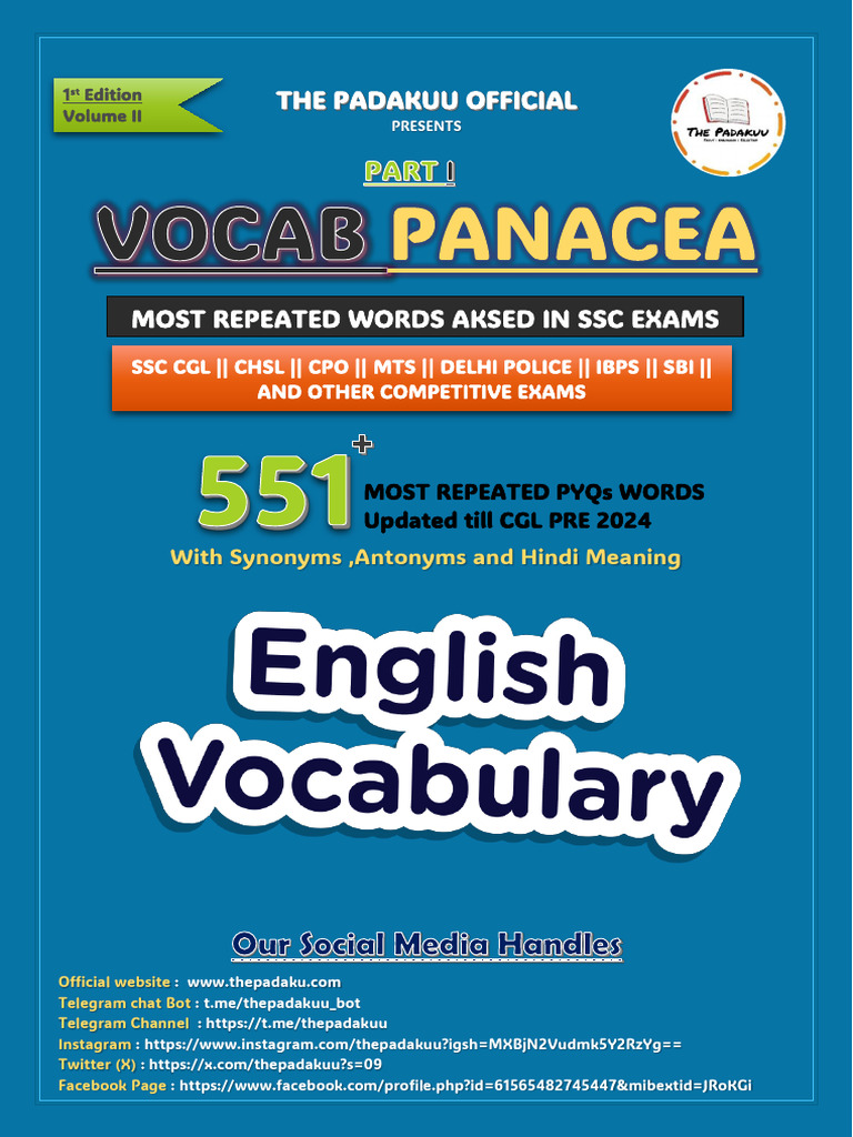 THE PADAKUU - 551 Most Repeated Vocabulary Book Softcopy-Copy | PDF