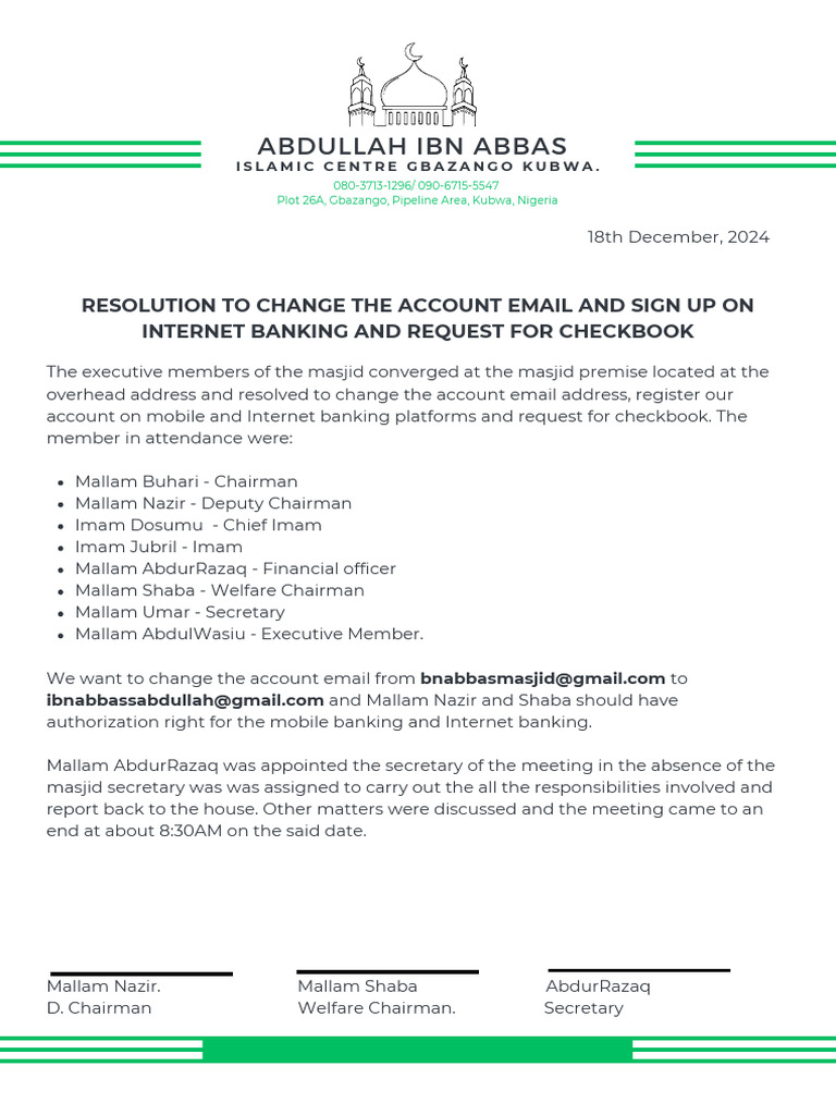 Abdullah Ibn Abbas Masjid Minute (4) | PDF