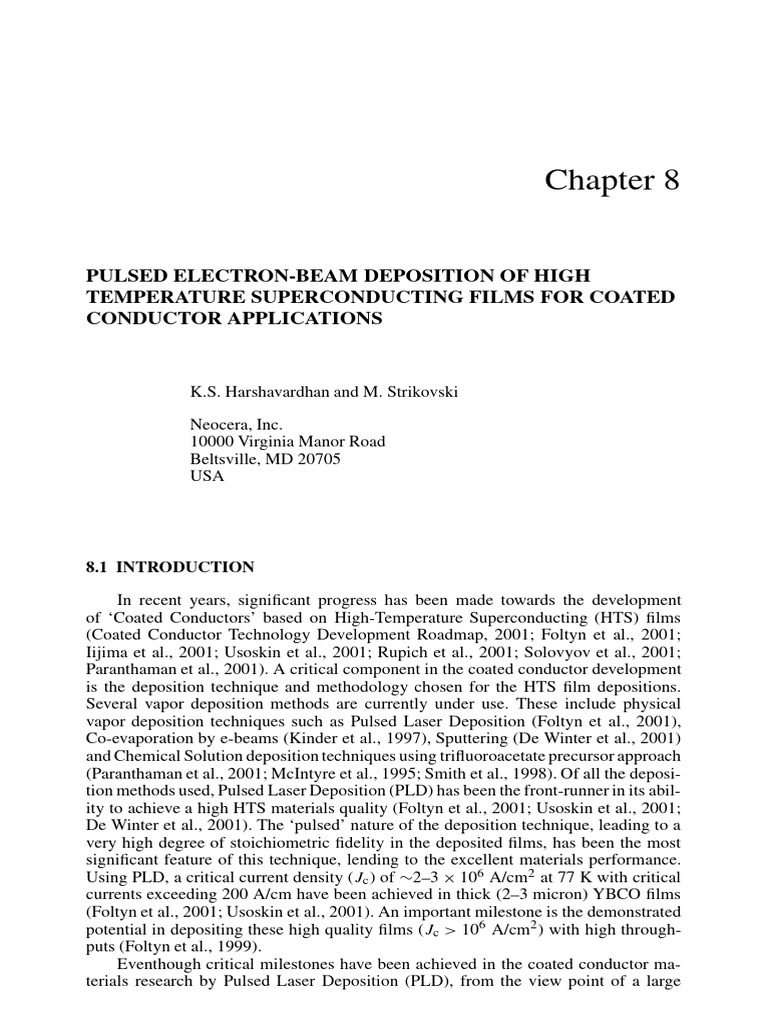 Pulsed Electron-Beam Deposition for HTS Films | PDF | Electron | High Temperature Superconductivity