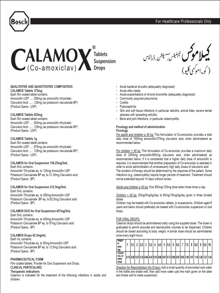 calamox-orals | PDF | Beta Lactamase | Streptococcus