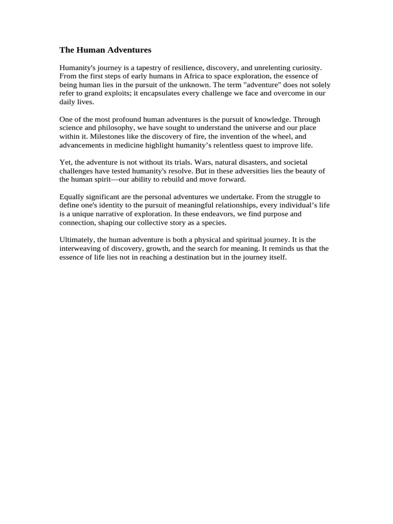 The Essence of Human Adventure | PDF