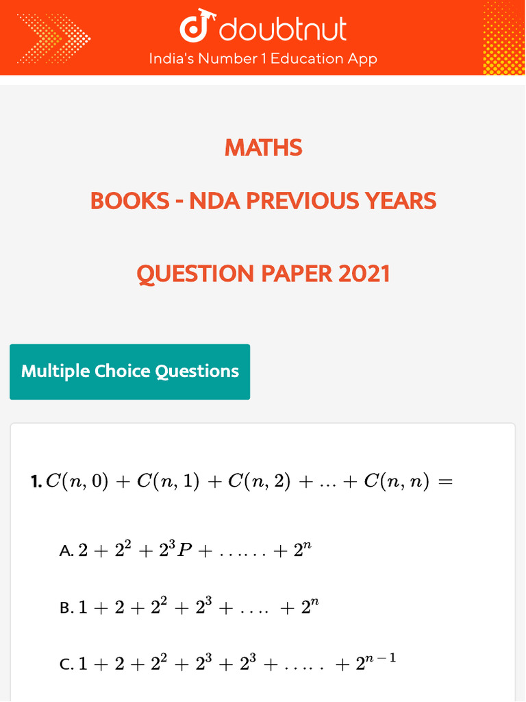 NDA Maths Previous Year Questions | PDF | Mean | Mathematical Concepts