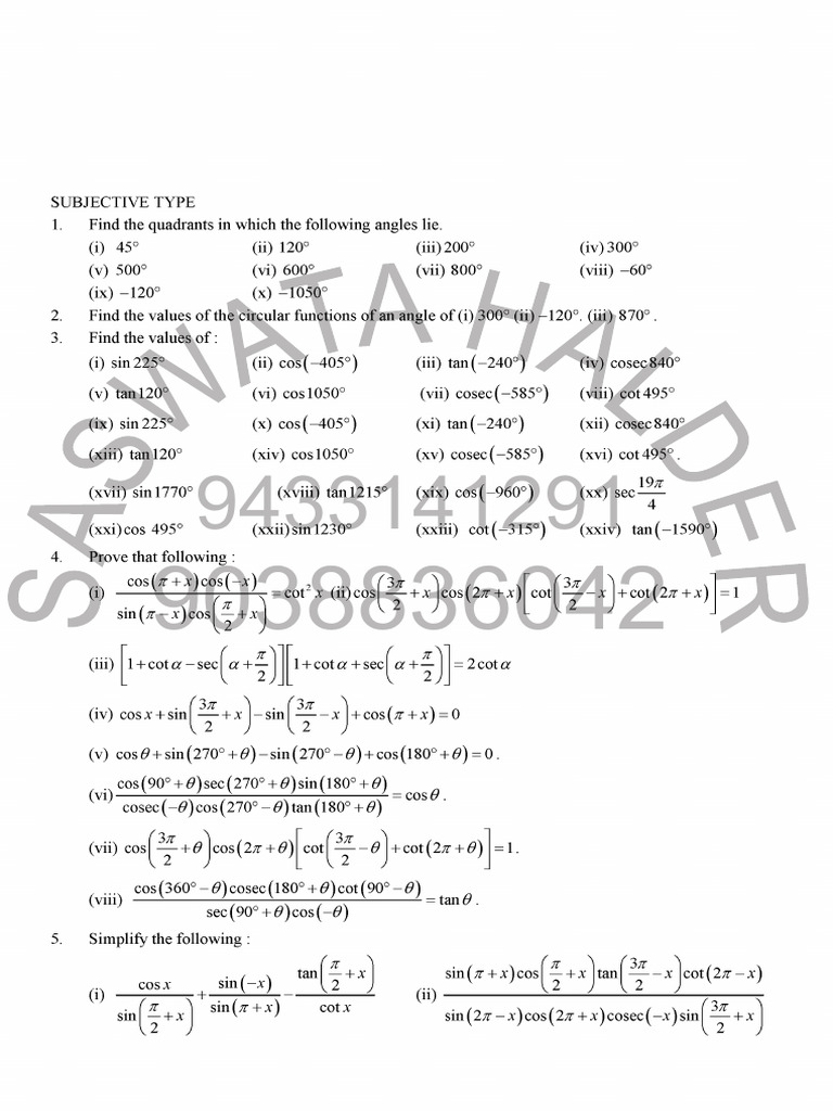 Trigonometric Functions Pdf