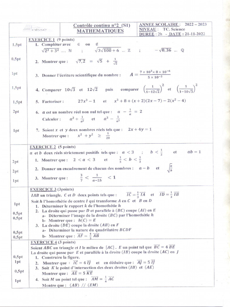 AIS 2122 TCS S1 C2 Maths | PDF