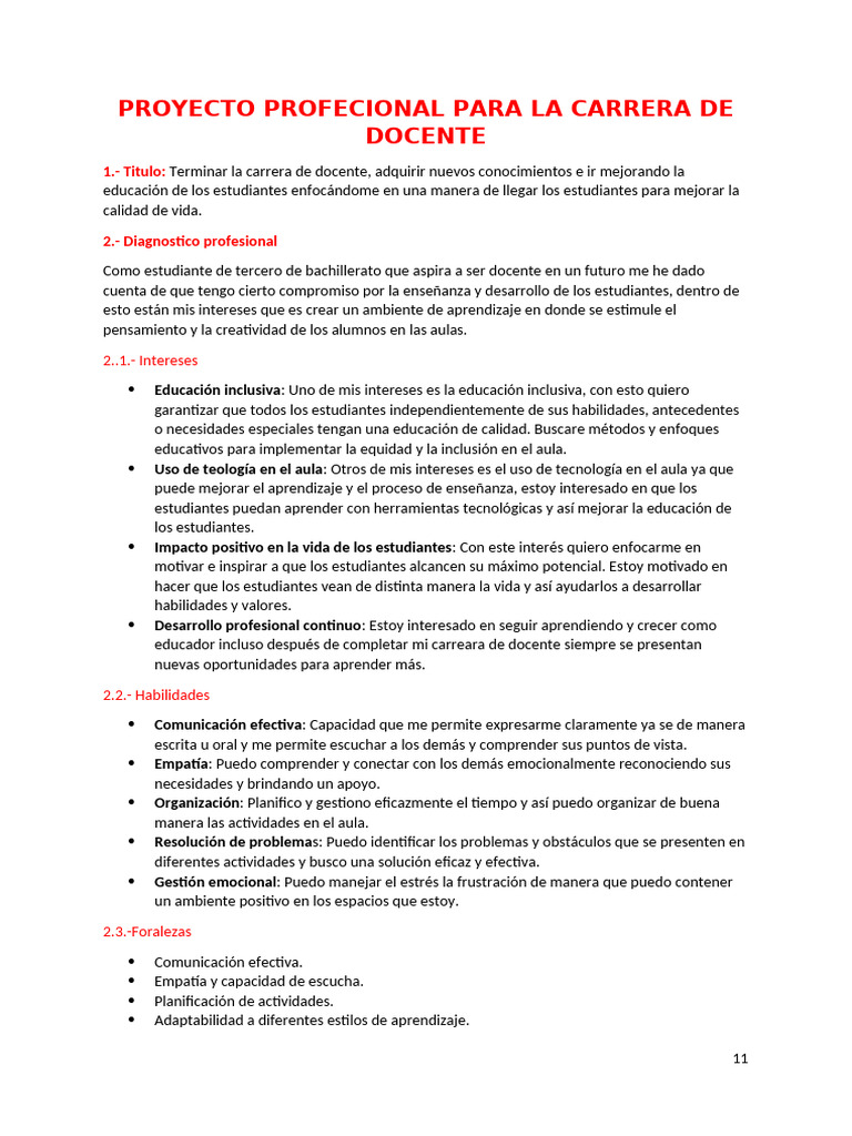 Proyecto Profesional | PDF | Maestros | Aprendizaje