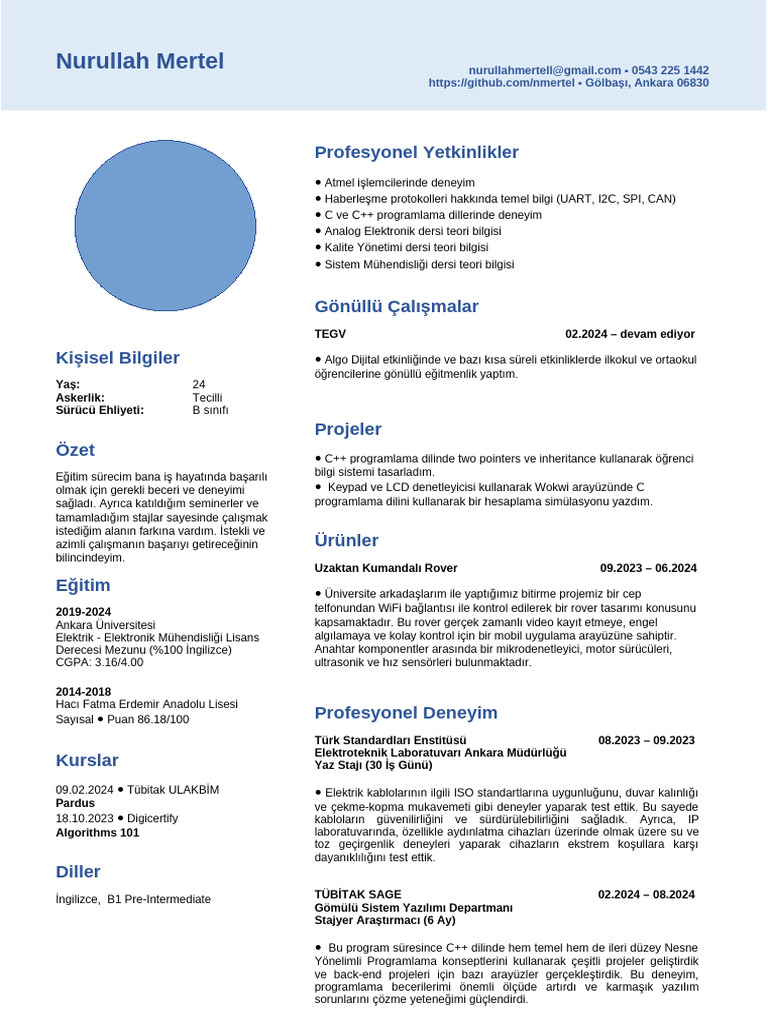 CV Nurullah Mertel | PDF