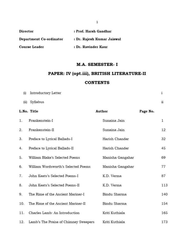 British Literature II: Romanticism Course Guide | PDF | Frankenstein ...