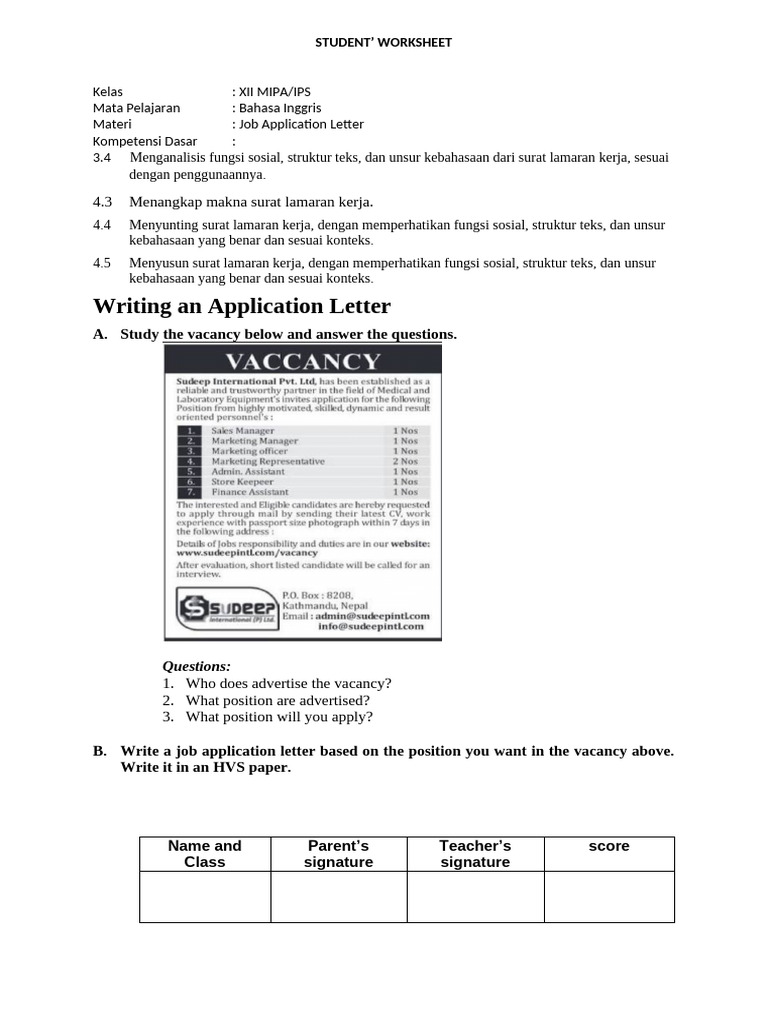3.3. Writing Application Letter | PDF