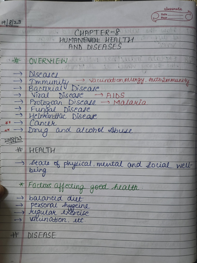 Human Health and Disease Notes | PDF