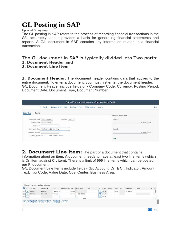 GL Posting in SAP | PDF | Debits And Credits | Economies