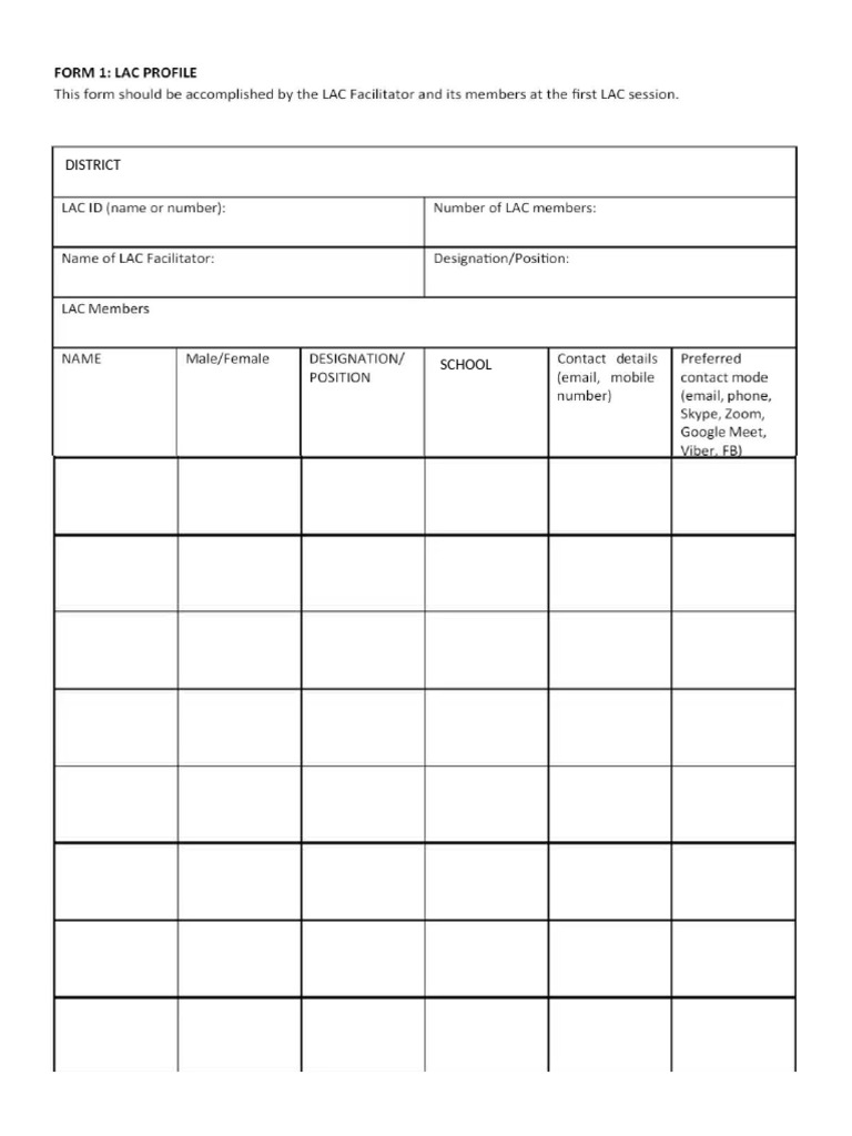 LAC Form 1 | PDF