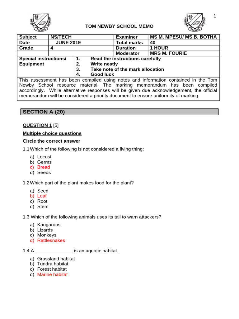Grade 4 NSTech Memo June 2019 GDE Approved | PDF | Water | Water Vapor