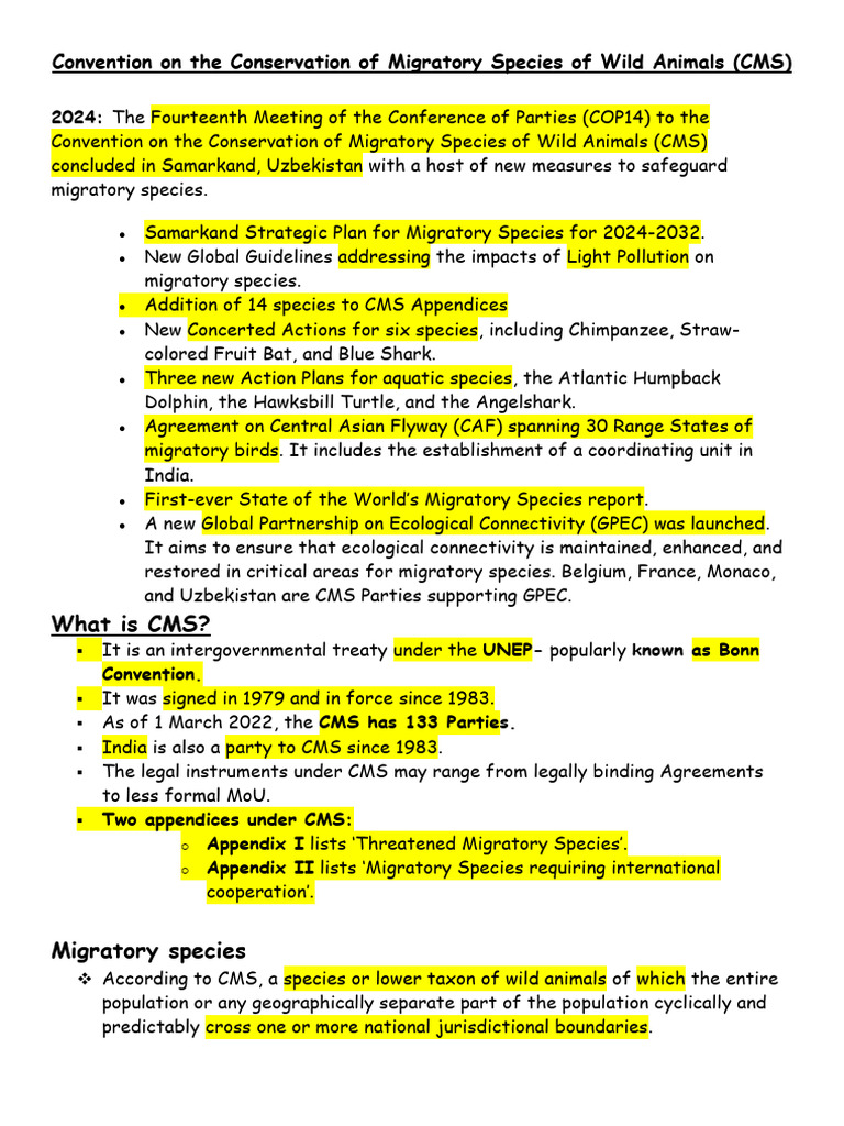 Convention on the Conservation of Migratory Species of Wild Animals BY ...