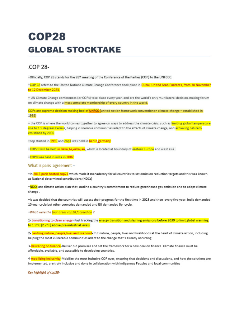 COP28-global stocktake (2) | PDF | Climate Change | United Nations Framework Convention On ...