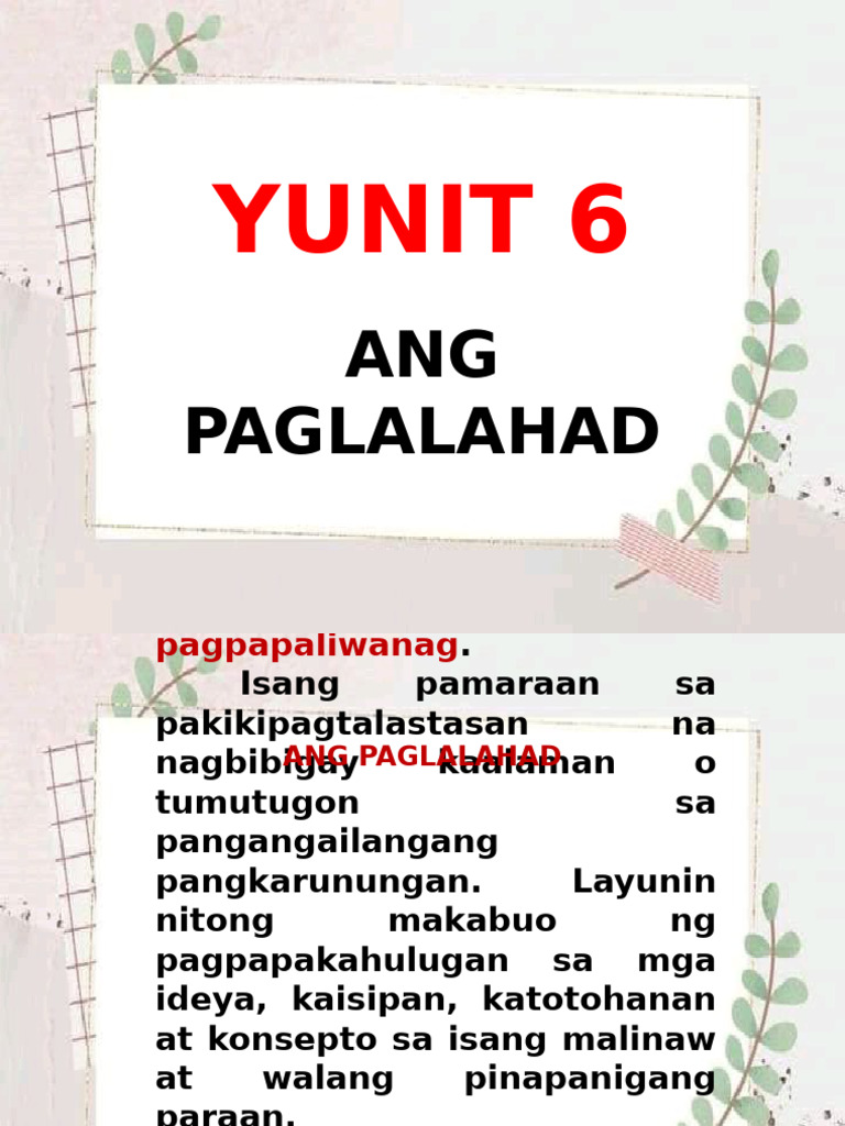 Yunit 6 Paglalahad | PDF