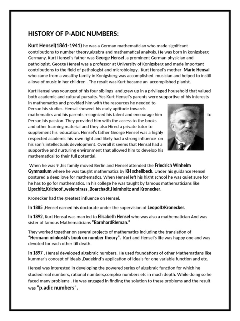 Introduction of P Adic Numbers-1 | PDF | Sequence | Public Key Cryptography