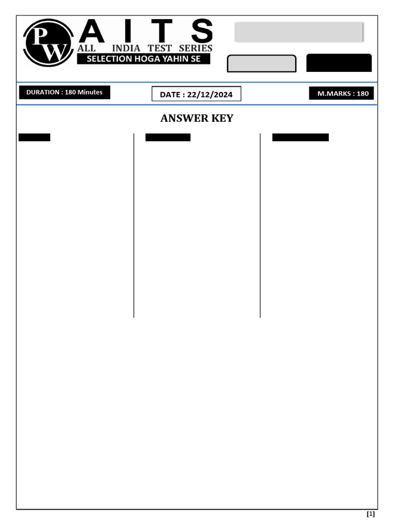 AITS JEE Advanced Test-03 - Paper-1 (11th) - Solution | PDF | Collision ...