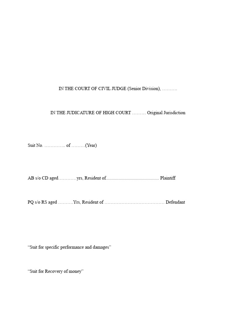 Structure of The Plaint | PDF | Lawsuit | Cause Of Action