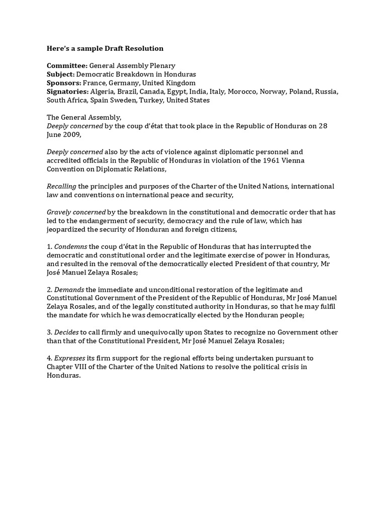 MUN-Sample Draft Resolution | PDF