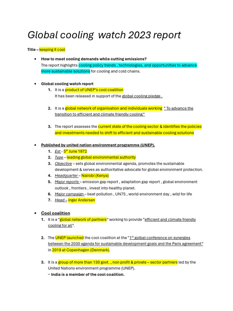 Global Cooling Watch 2023 Insights | PDF | Efficient Energy Use ...