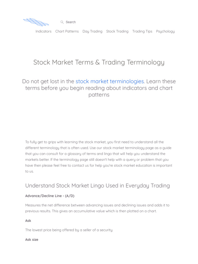 Stock Market Terms and Trading Terminology | PDF | Stocks | Securities ...