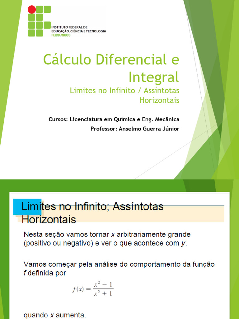 Slides - 02 - Limites No Infinito e Assíntotas Horizontais | PDF