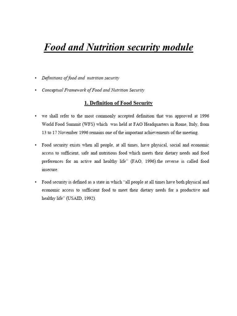 Food and Nutrition Security | PDF | Food Security | Agriculture