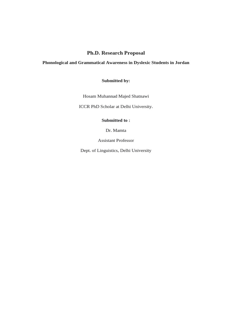 Hosam's PhD Proposal - Copy | PDF | Dyslexia | Cognitive Science