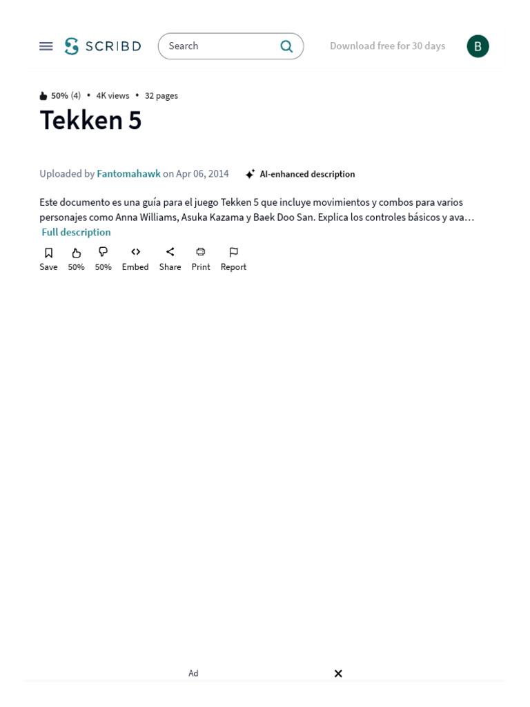 Tekken 5 - PDF - Lucha Profesional - Ocio | PDF