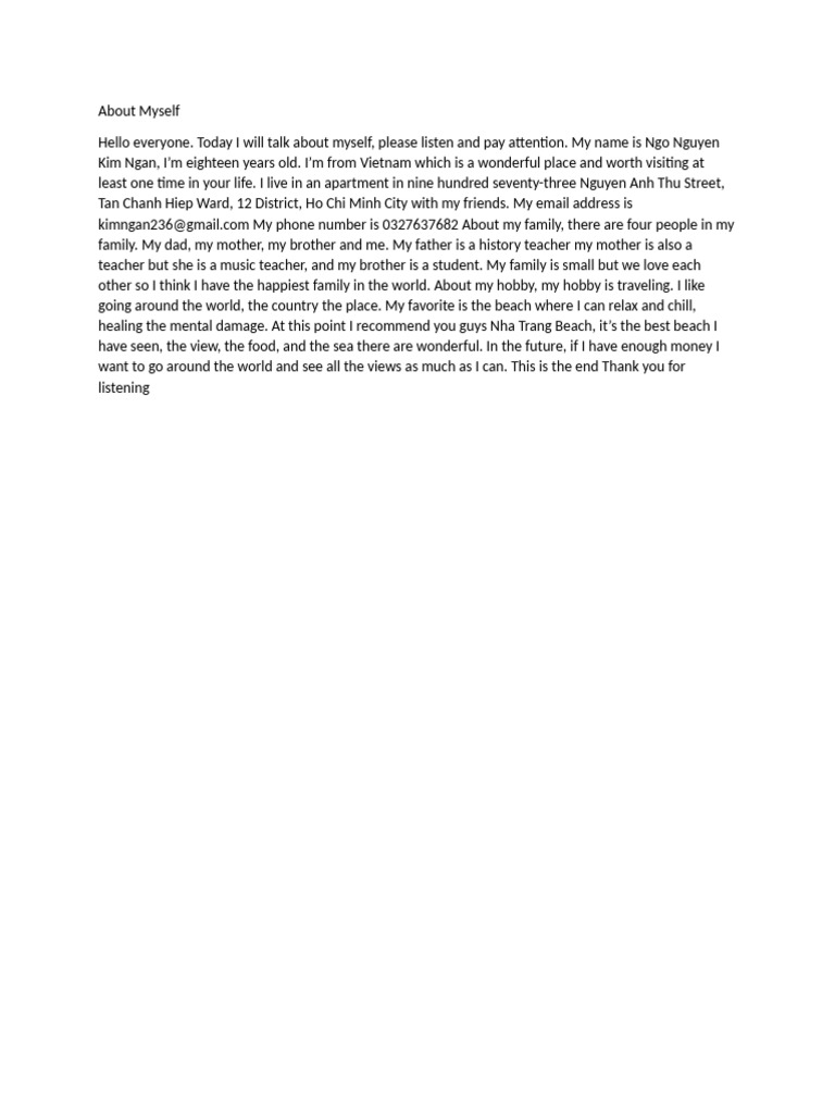About Myself | PDF