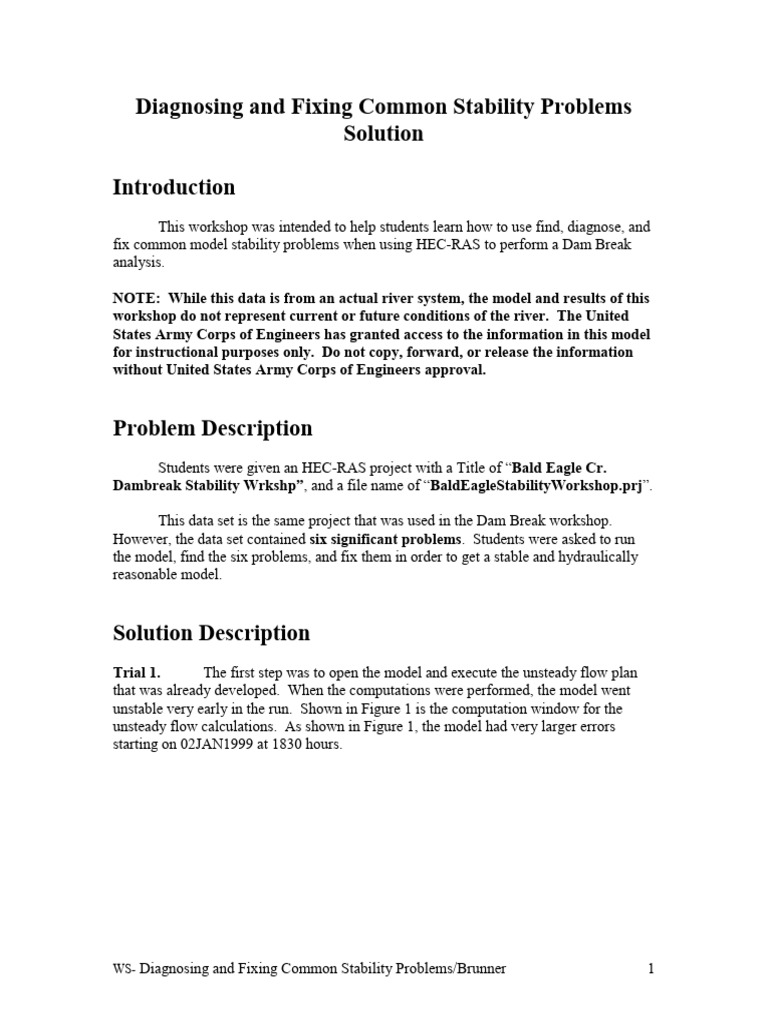 Fixing HEC-RAS Stability Issues | PDF | Discharge (Hydrology) | Dam