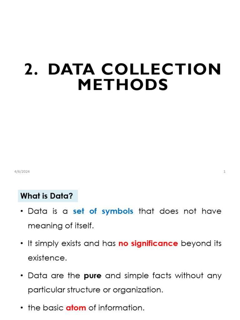 DATA COLLECTION Methods | PDF | Survey Methodology | Experiment